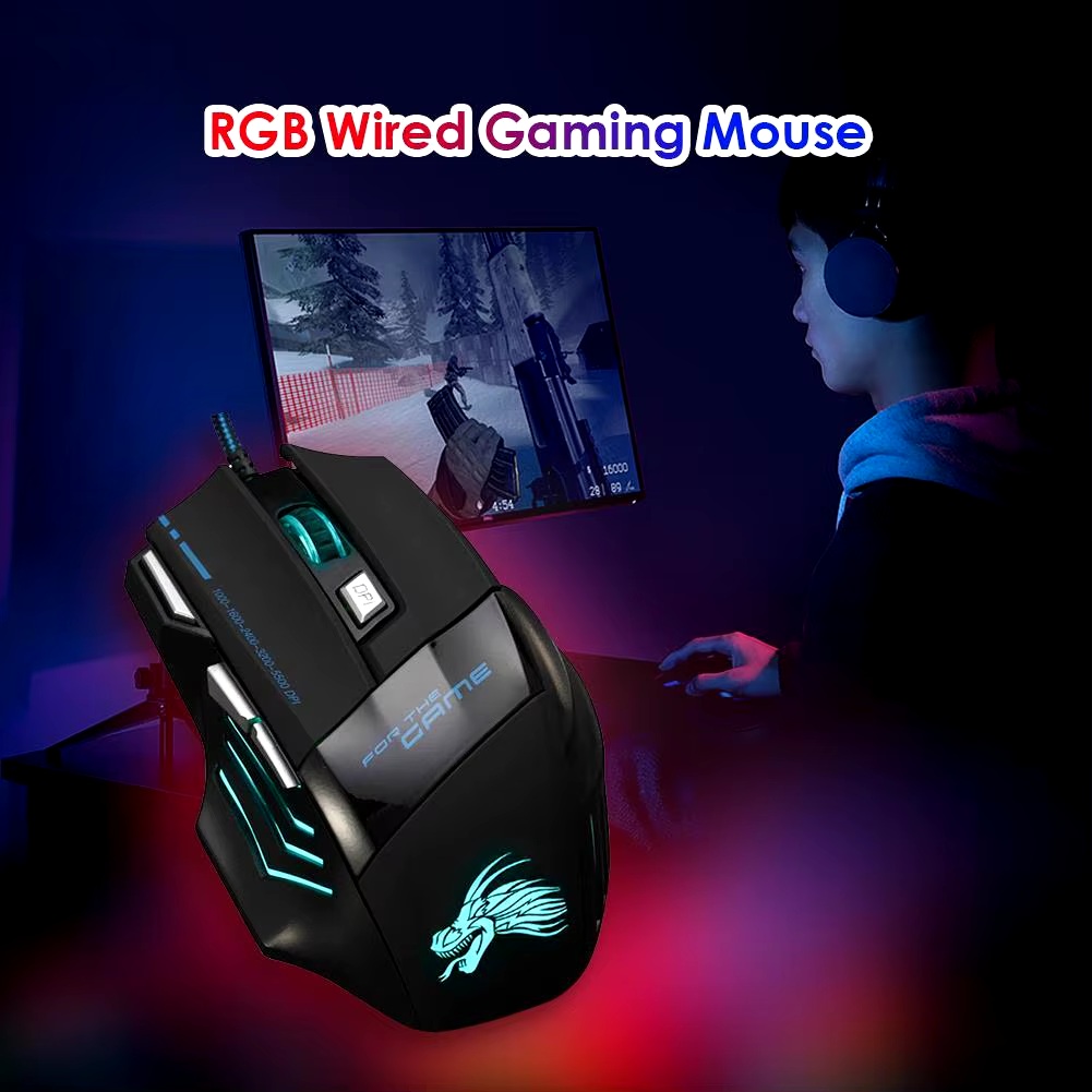 Wired Gaming Mouse 7-button 5500 Dpi Backlit Optical Usb Mouse ...