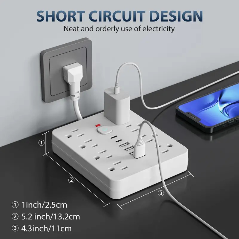14-in-1 Power Strip With Surge Protection – 4 Ac Outlets & 6 Usb Ports ...